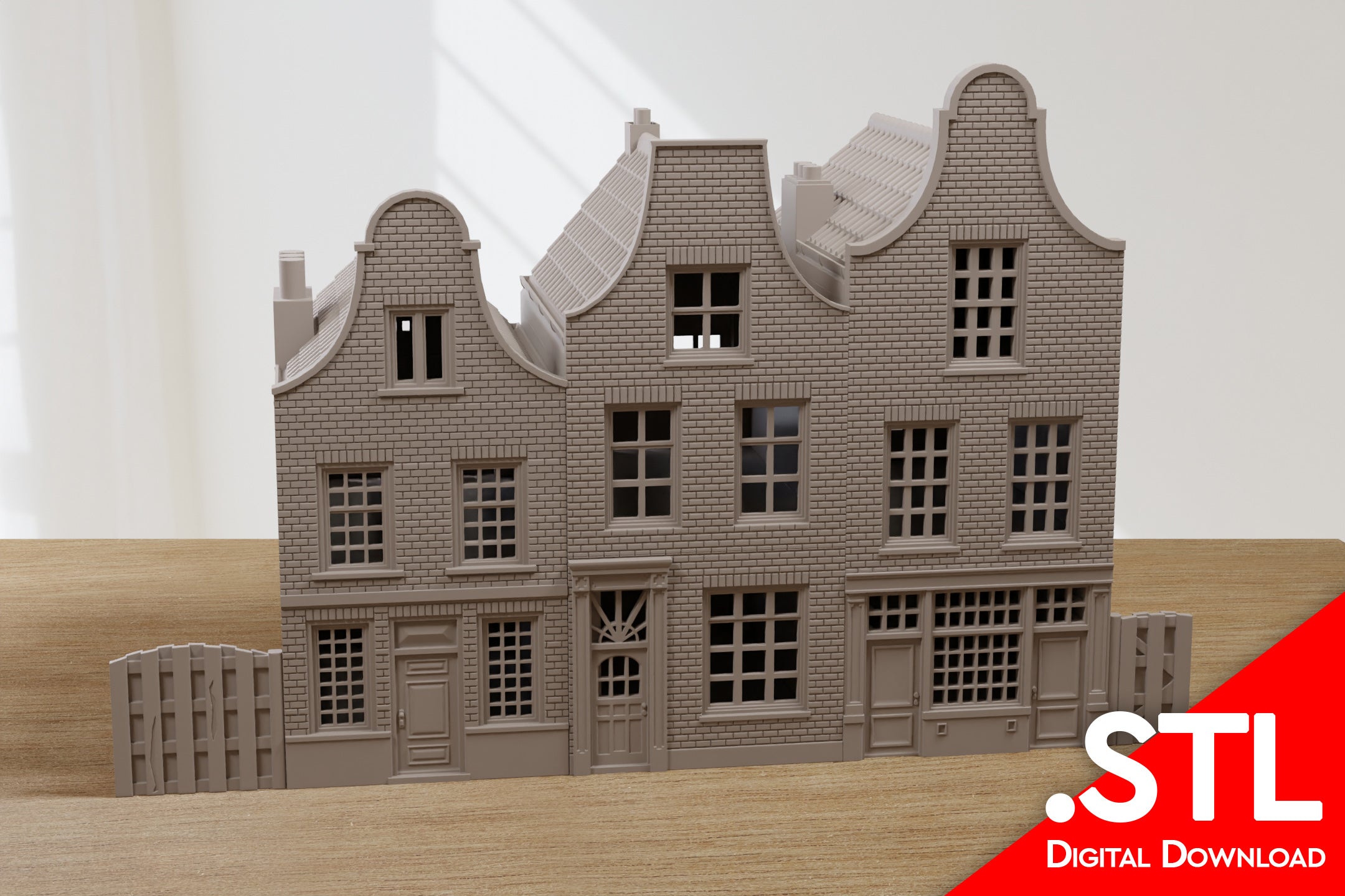 Dutch Canal Houses Delft Trio - Digital Download .STL file for 3D Prin