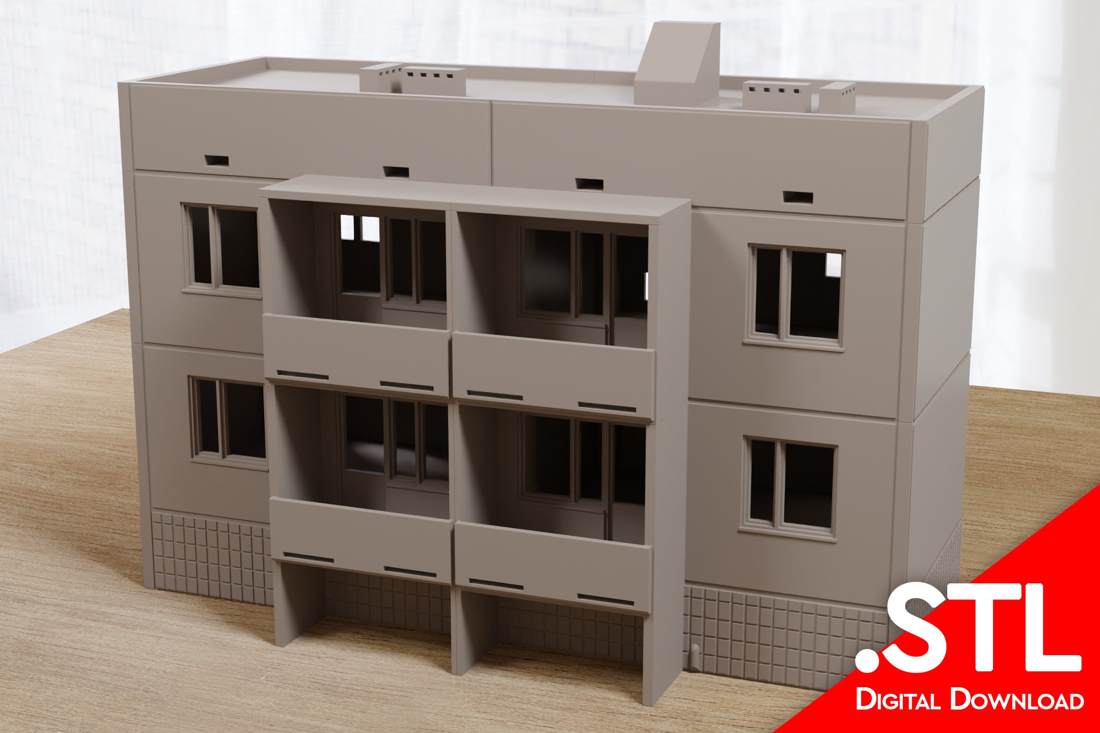 Soviet Apartments Block Type 2 - Digital Download .STL Files for 3D Pr