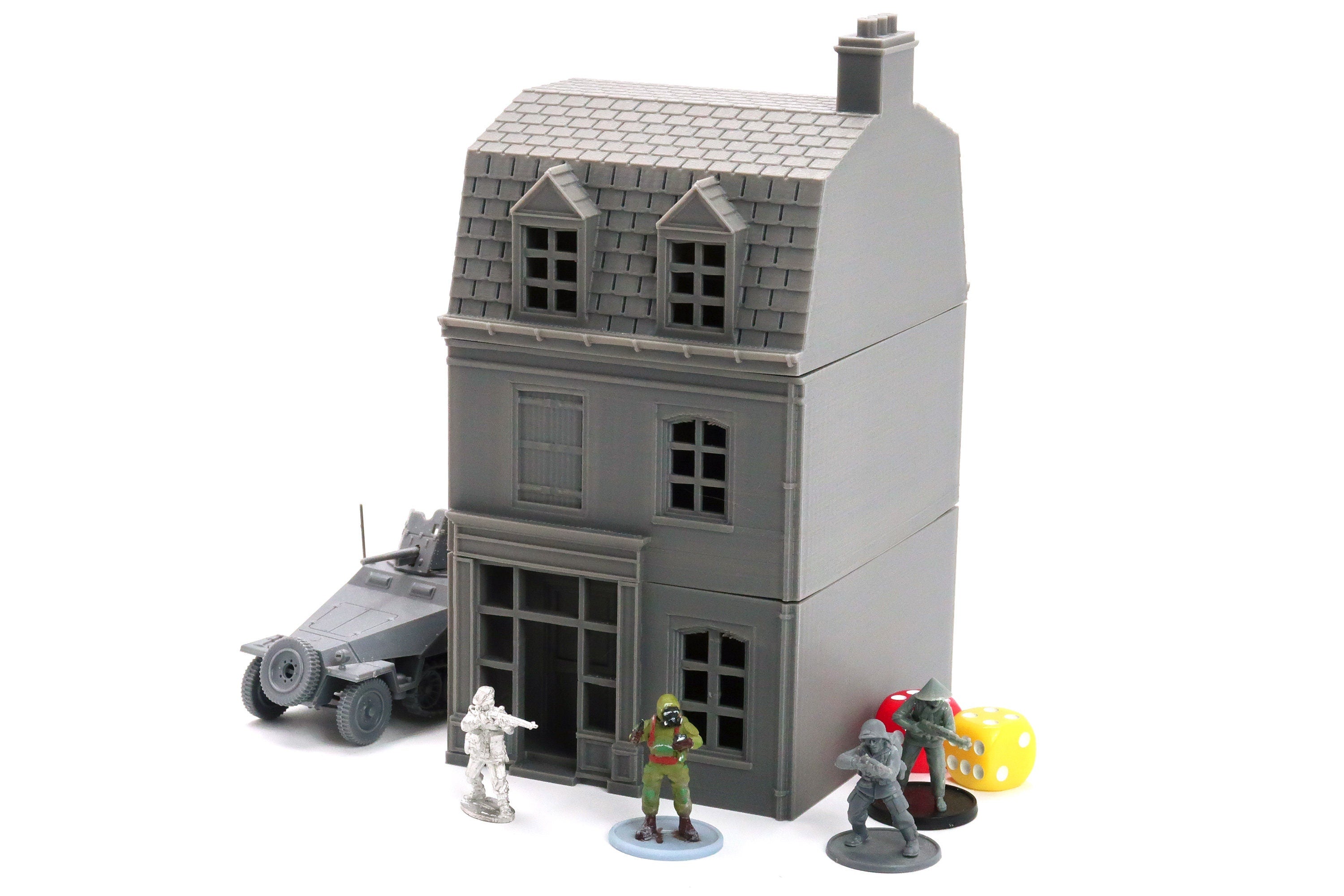 French Row House DS T4 - Tabletop Wargaming WW2 Terrain | Miniature 3D