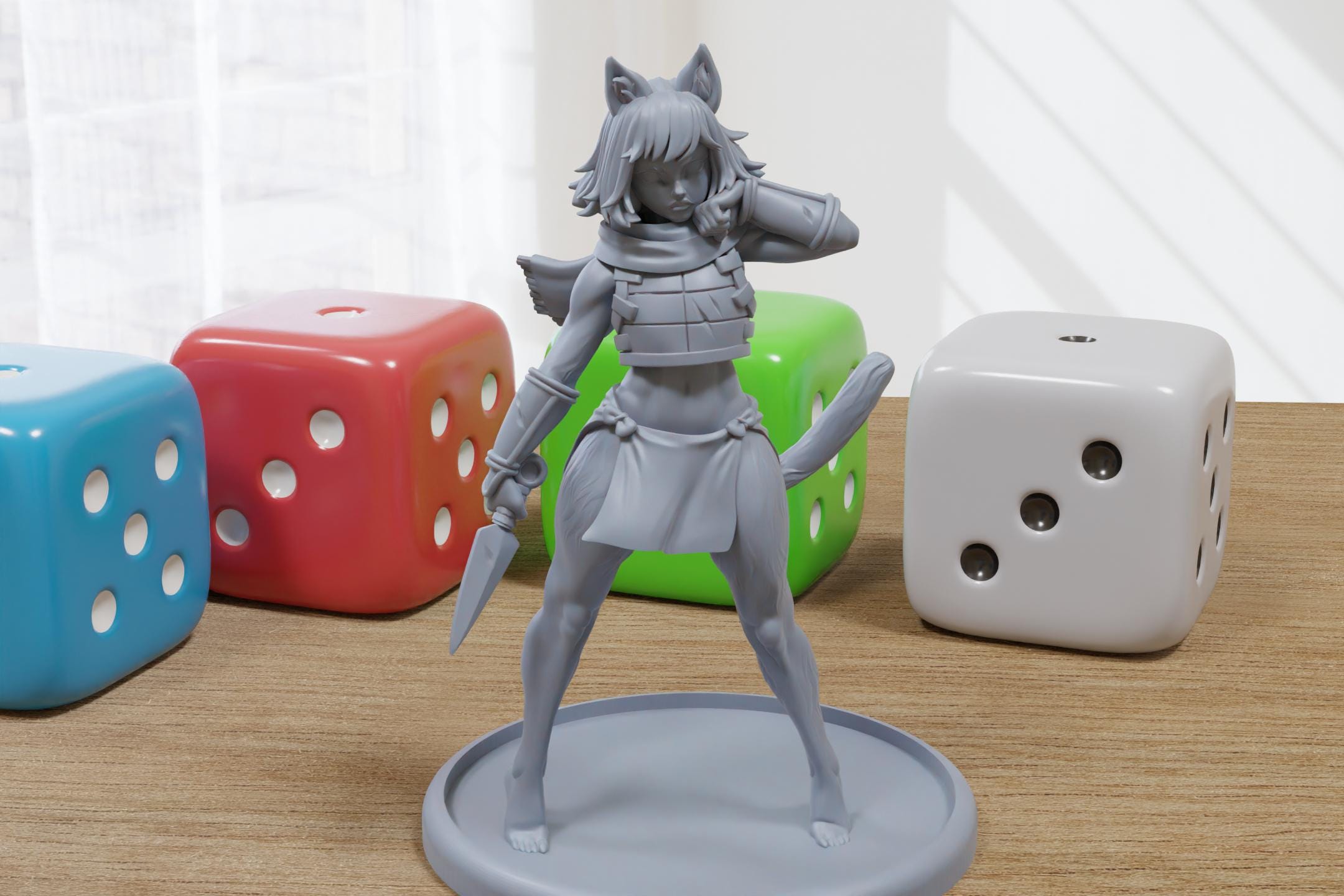 Izu Cat Girl Sexy Pin-Up - 3D Printed Minifigure for Fantasy Miniature