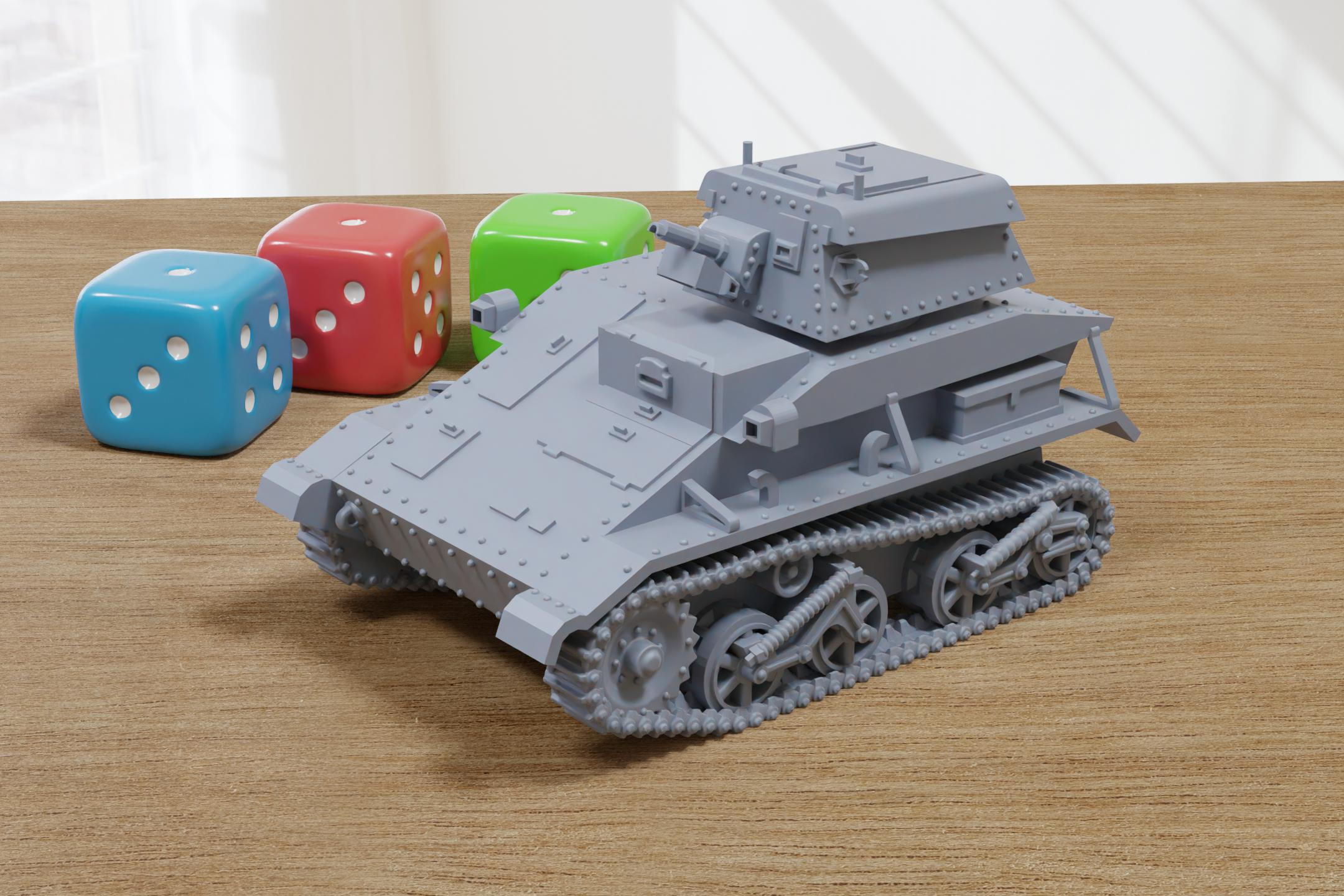 Vickers Light Tank Mark IV - 3D Printed Miniature Wargaming Combat Veh