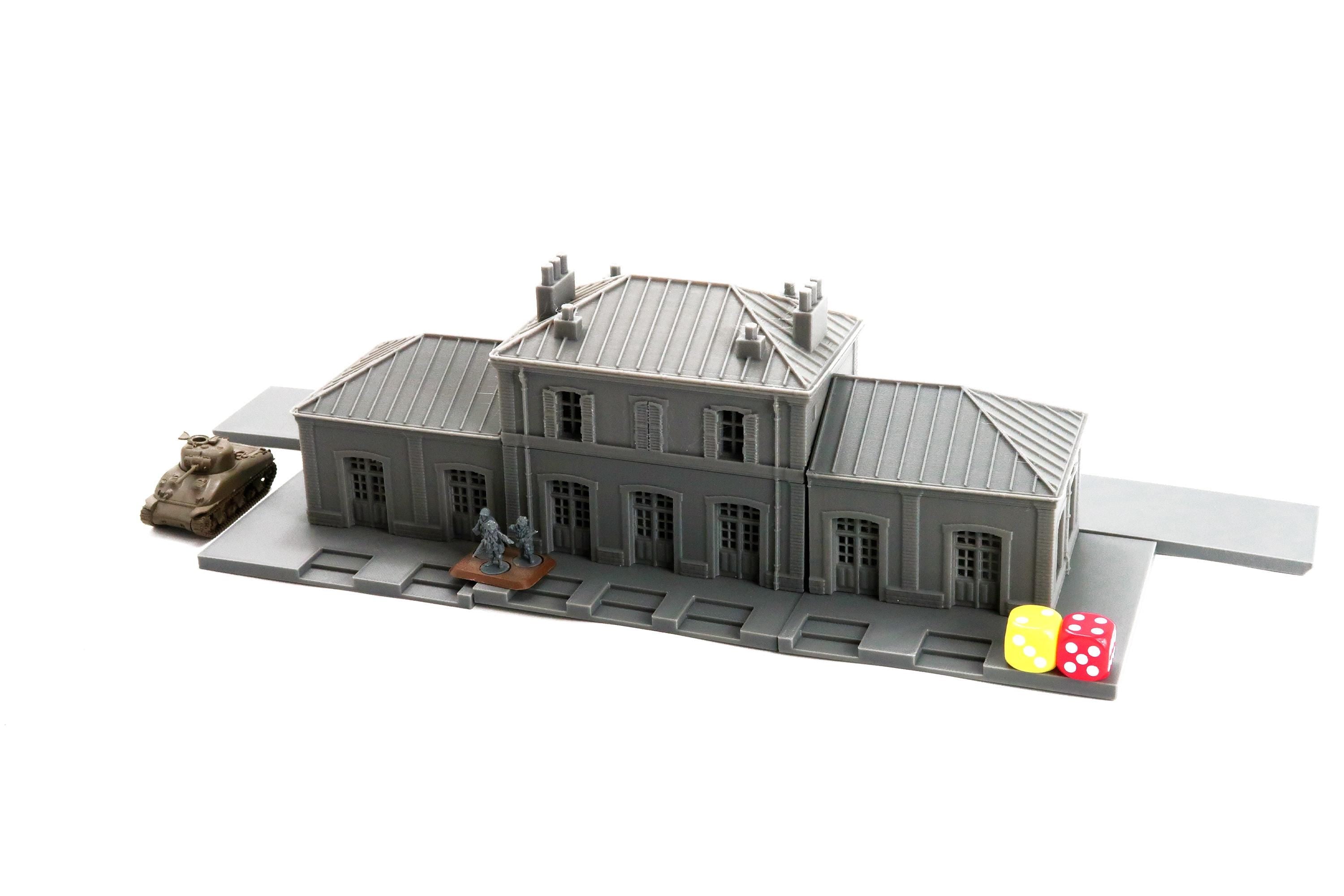 Carentan Train Station with Platform - 3D Printed Miniature WW2 Wargam