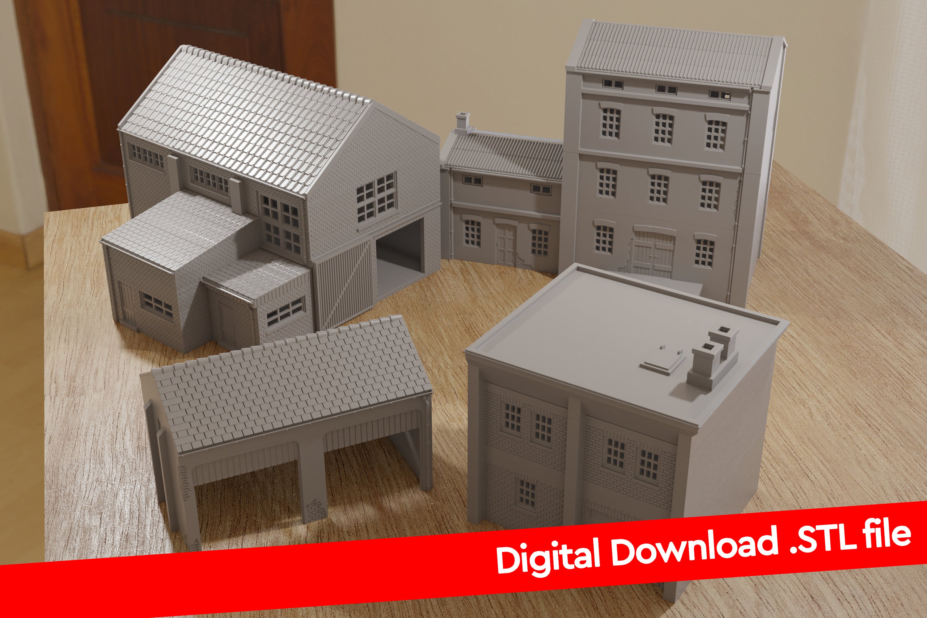Industrial Buildings Set - Digital Download .STL Files for 3D Printing