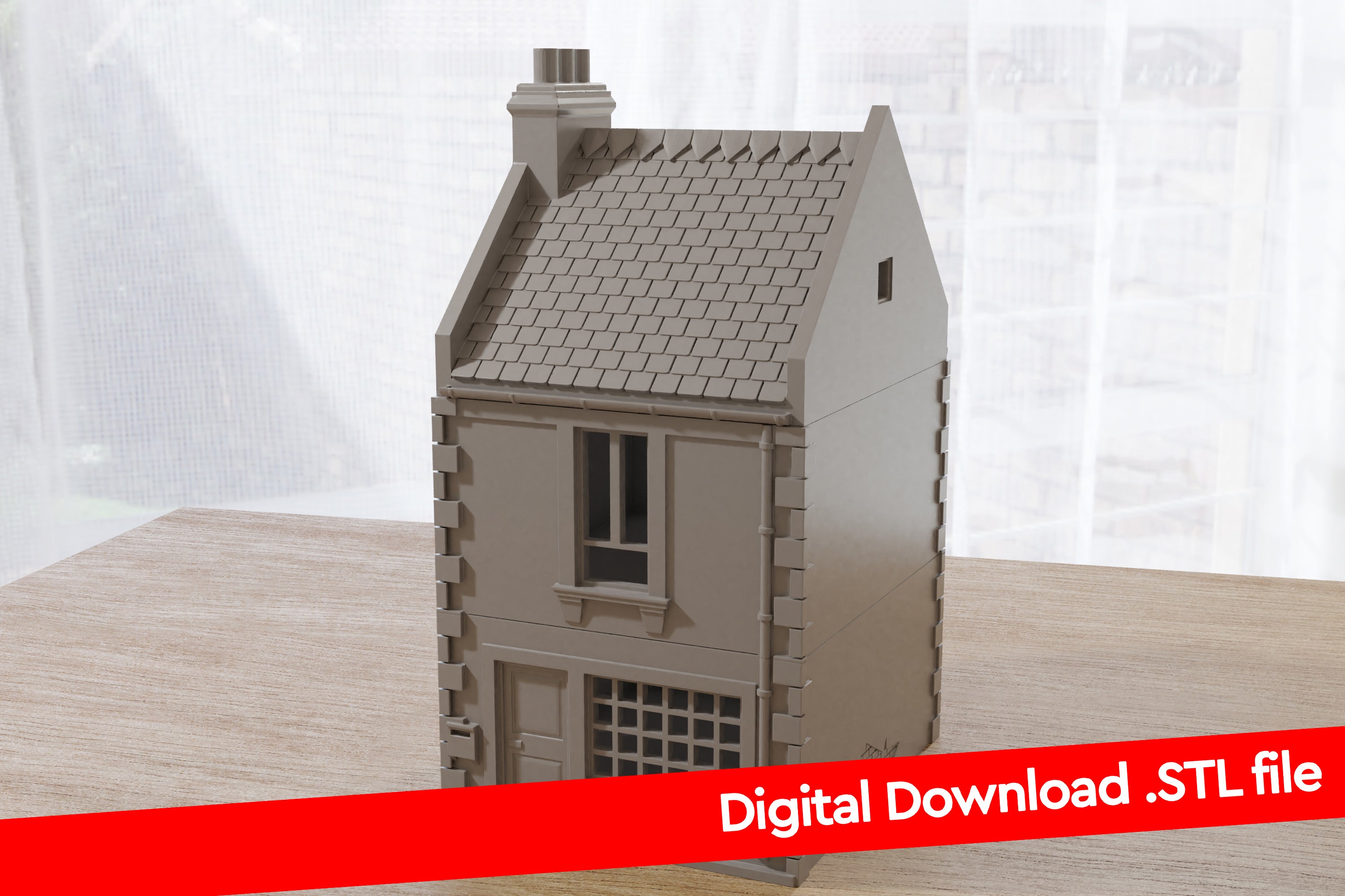 Normandy Commercial Row House T2 - Digital Download .STL Files for 3D