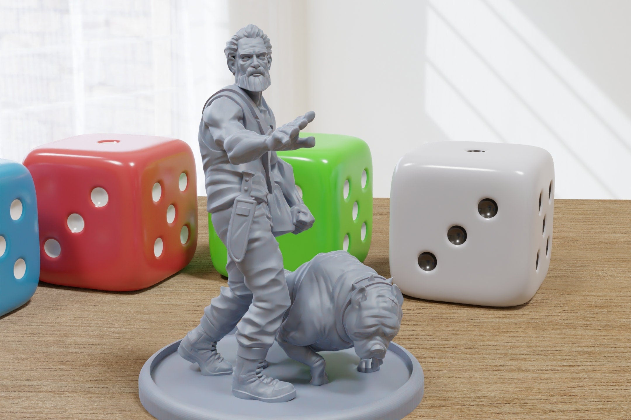 Blind Man with Dog - 3D Printed Minifigure for Zombie Post Apocalyptic